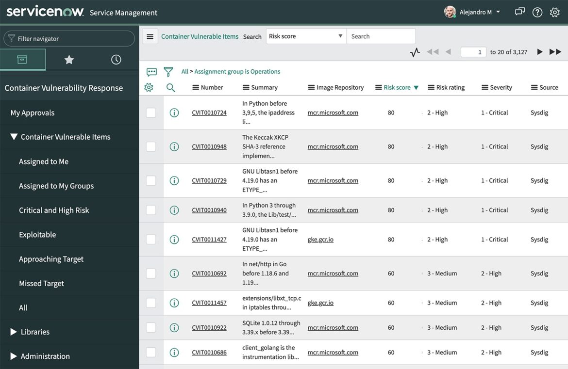 Servicenow Sysdig